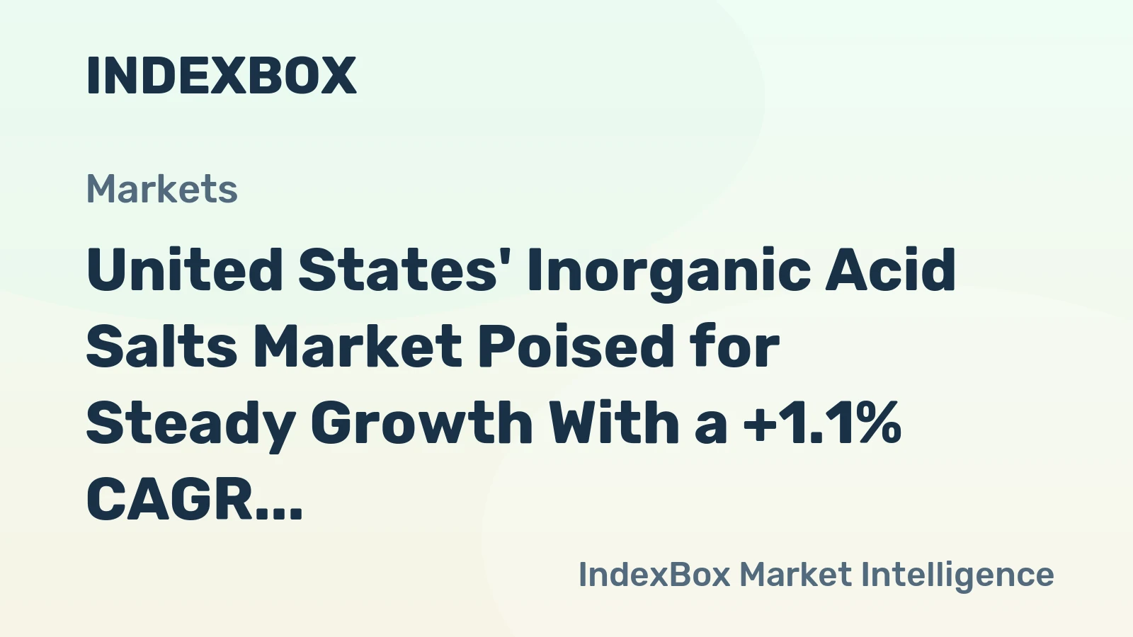 United States' Inorganic Acid Salts Market Poised for Steady Growth With a +1.1% CAGR in Value