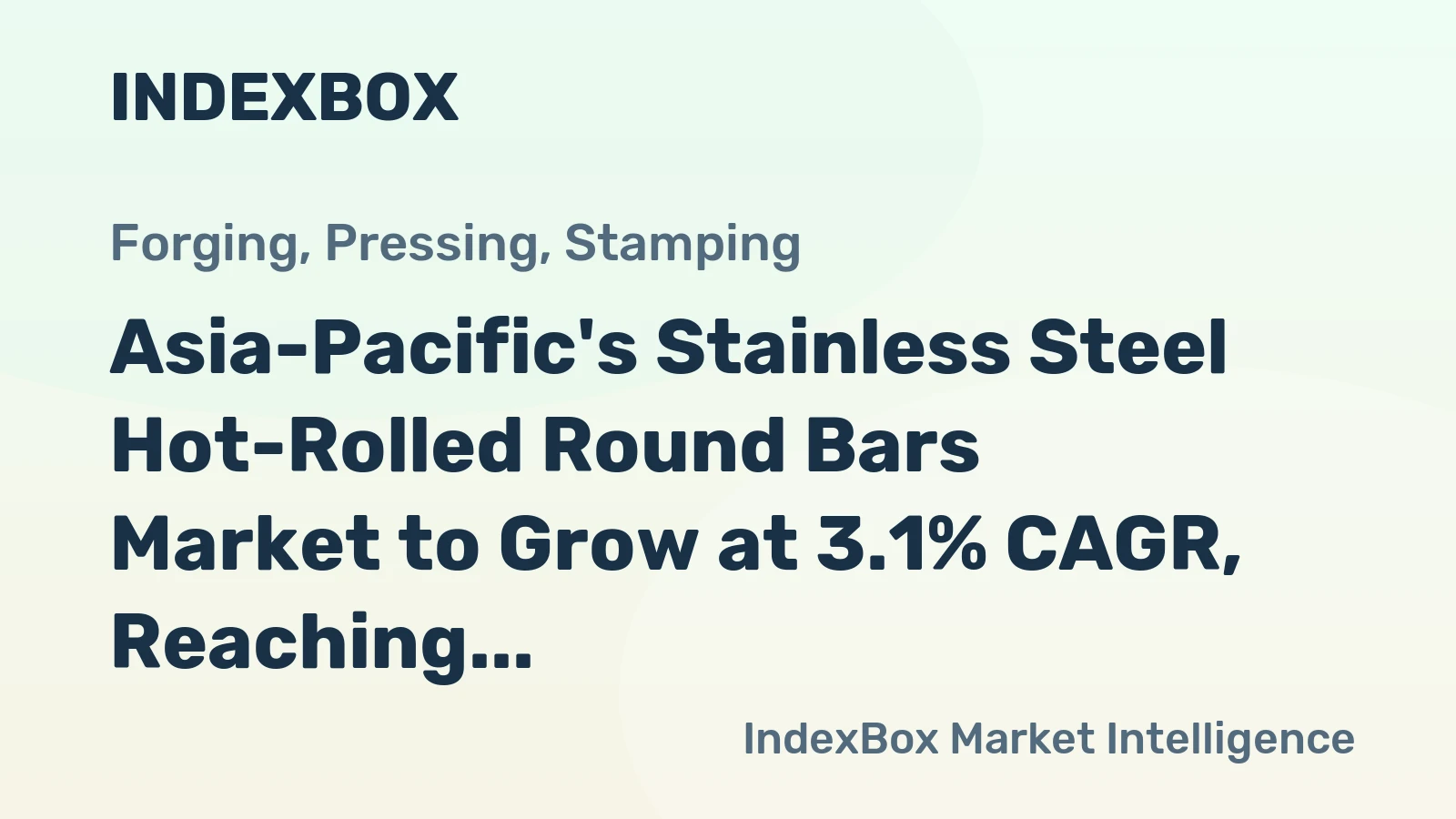 Asia-Pacific's Stainless Steel Hot-Rolled Round Bars Market to Grow at 3.1% CAGR, Reaching 2.2M Tons by 2035