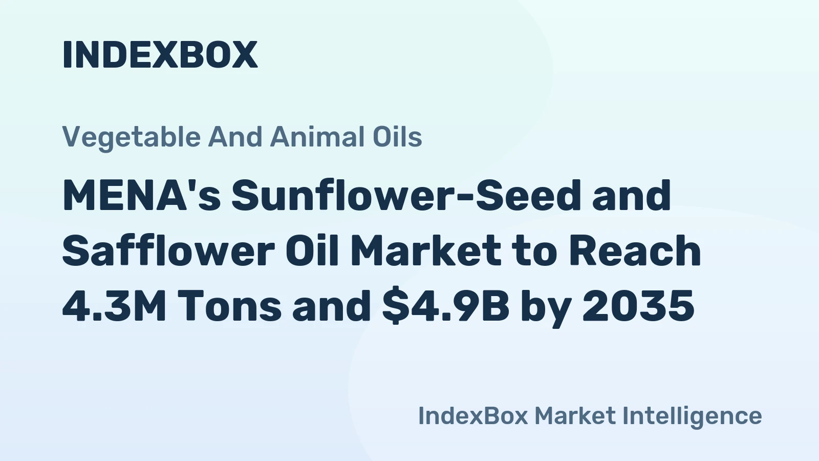 MENA's Sunflower-Seed and Safflower Oil Market to Reach 4.3M Tons and $4.9B by 2035
