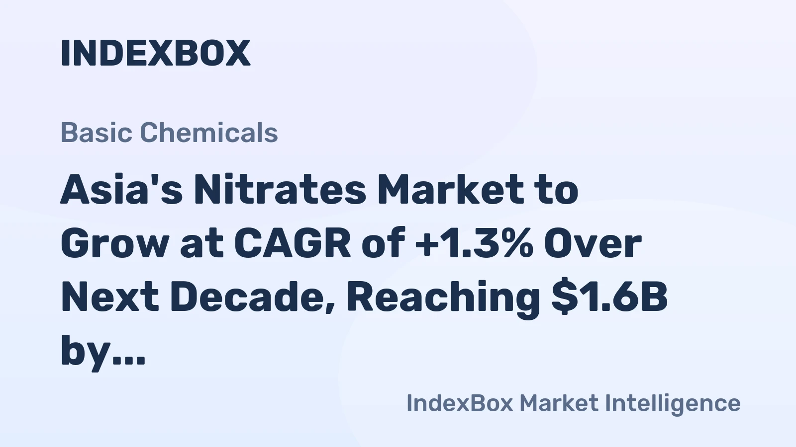 Asia's Nitrates Market to Grow at CAGR of +1.3% Over Next Decade, Reaching $1.6B by 2035