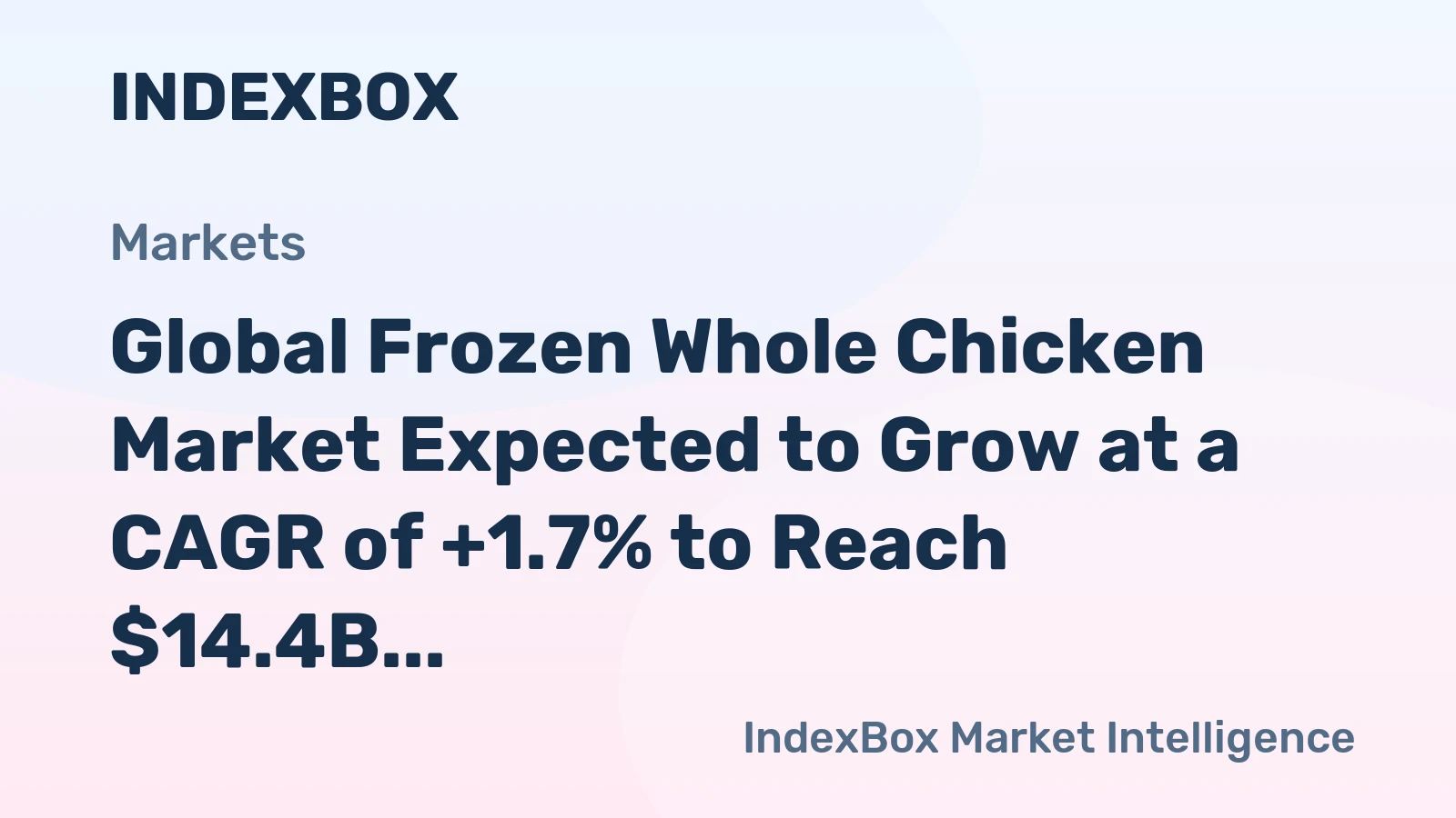 Global Frozen Whole Chicken Market Expected to Grow at a CAGR of +1.7% to Reach $14.4B by 2035