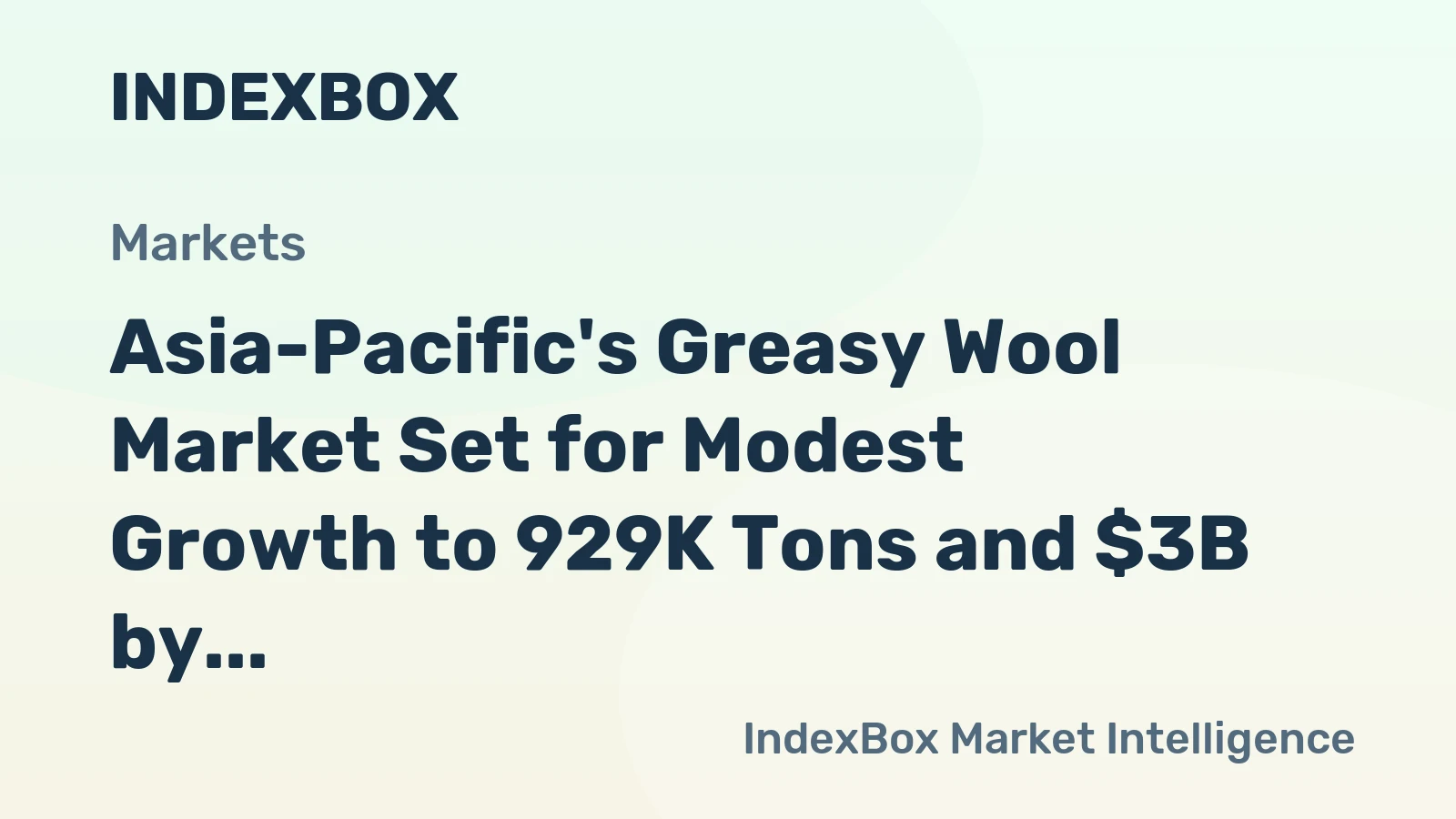 Asia-Pacific's Greasy Wool Market Set for Modest Growth to 929K Tons and $3B by 2035