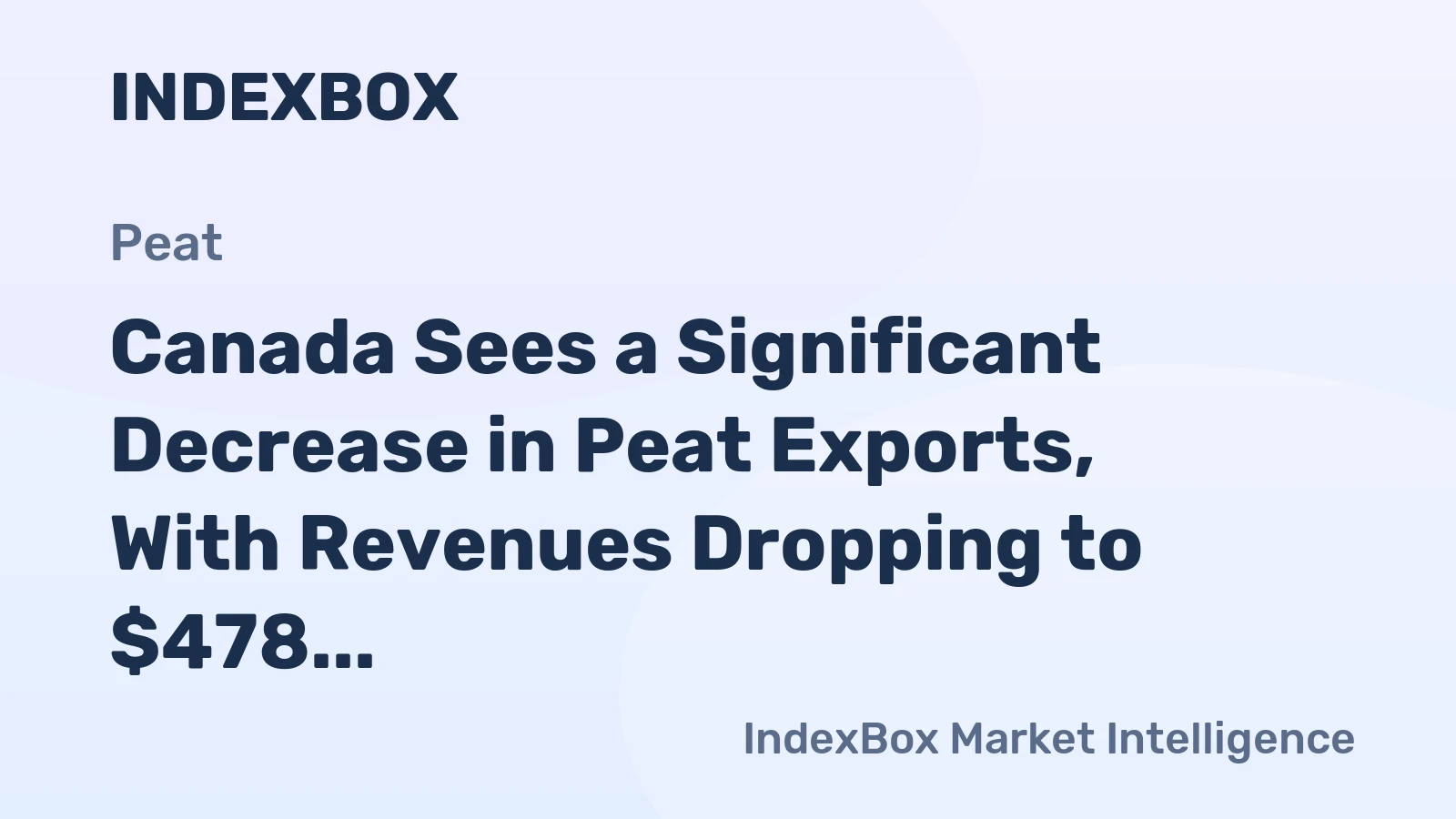 Canada Sees a Significant Decrease in Peat Exports, With Revenues Dropping to $478 Million in 2023.