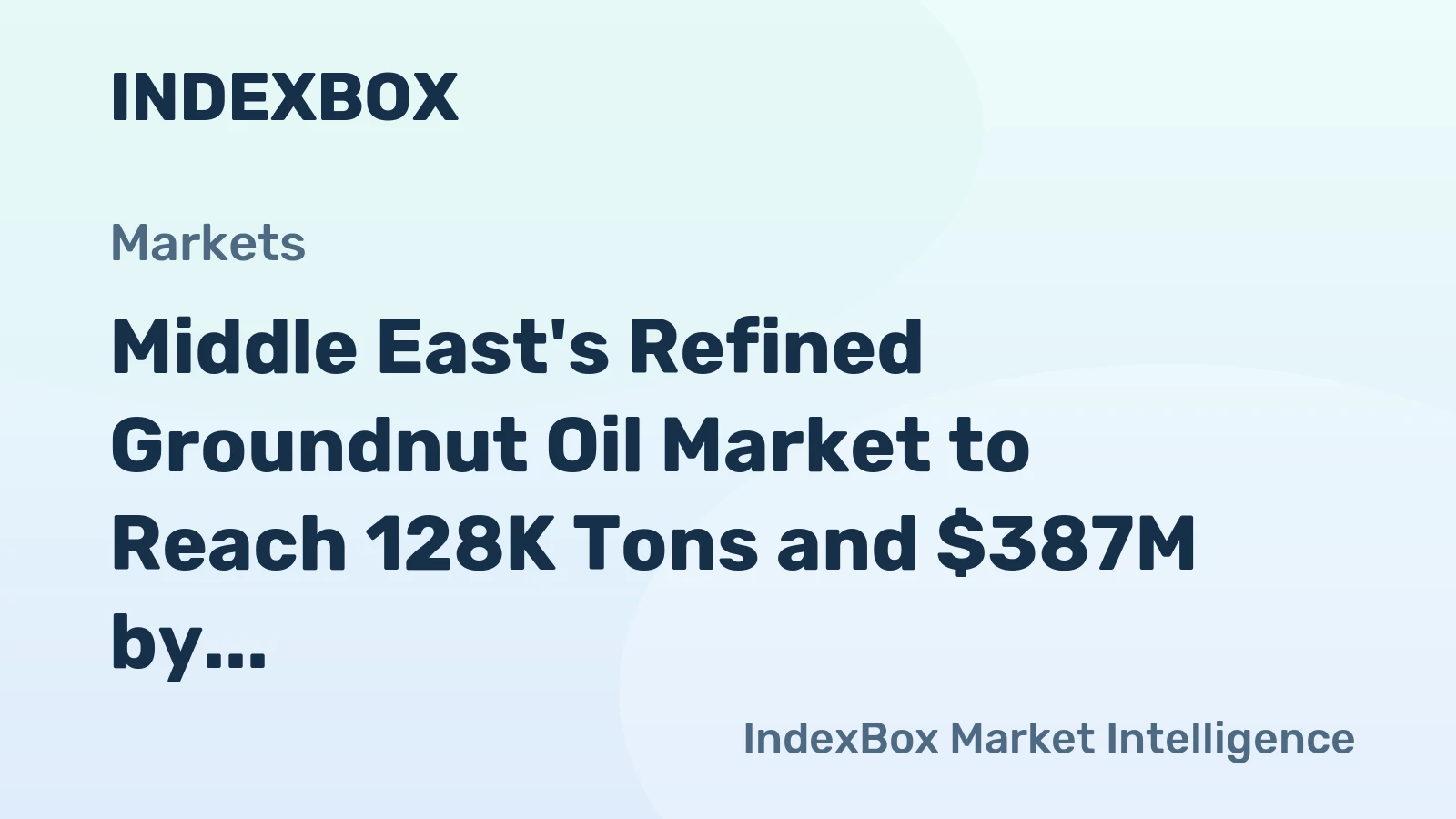 Middle East's Refined Groundnut Oil Market to Reach 128K Tons and $387M by 2035