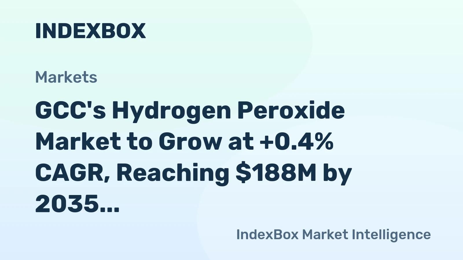 GCC's Hydrogen Peroxide Market to Grow at +0.4% CAGR, Reaching $188M by 2035