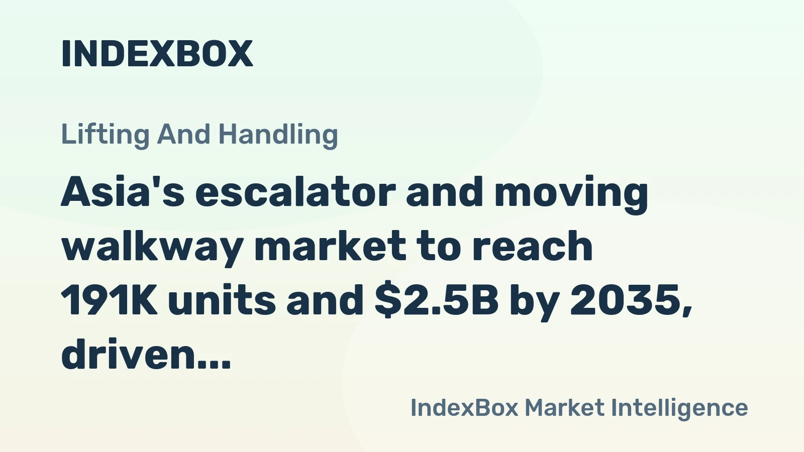 Asia's escalator and moving walkway market to reach 191K units and $2.5B by 2035, driven by sustained demand growth.