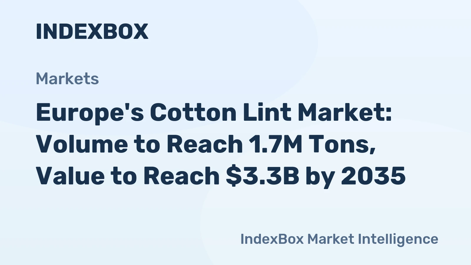 Europe's Cotton Lint Market: Volume to Reach 1.7M Tons, Value to Reach $3.3B by 2035