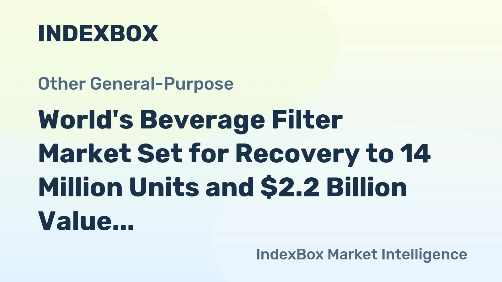 World's Beverage Filter Market Set for Recovery to 14 Million Units and $2.2 Billion Value