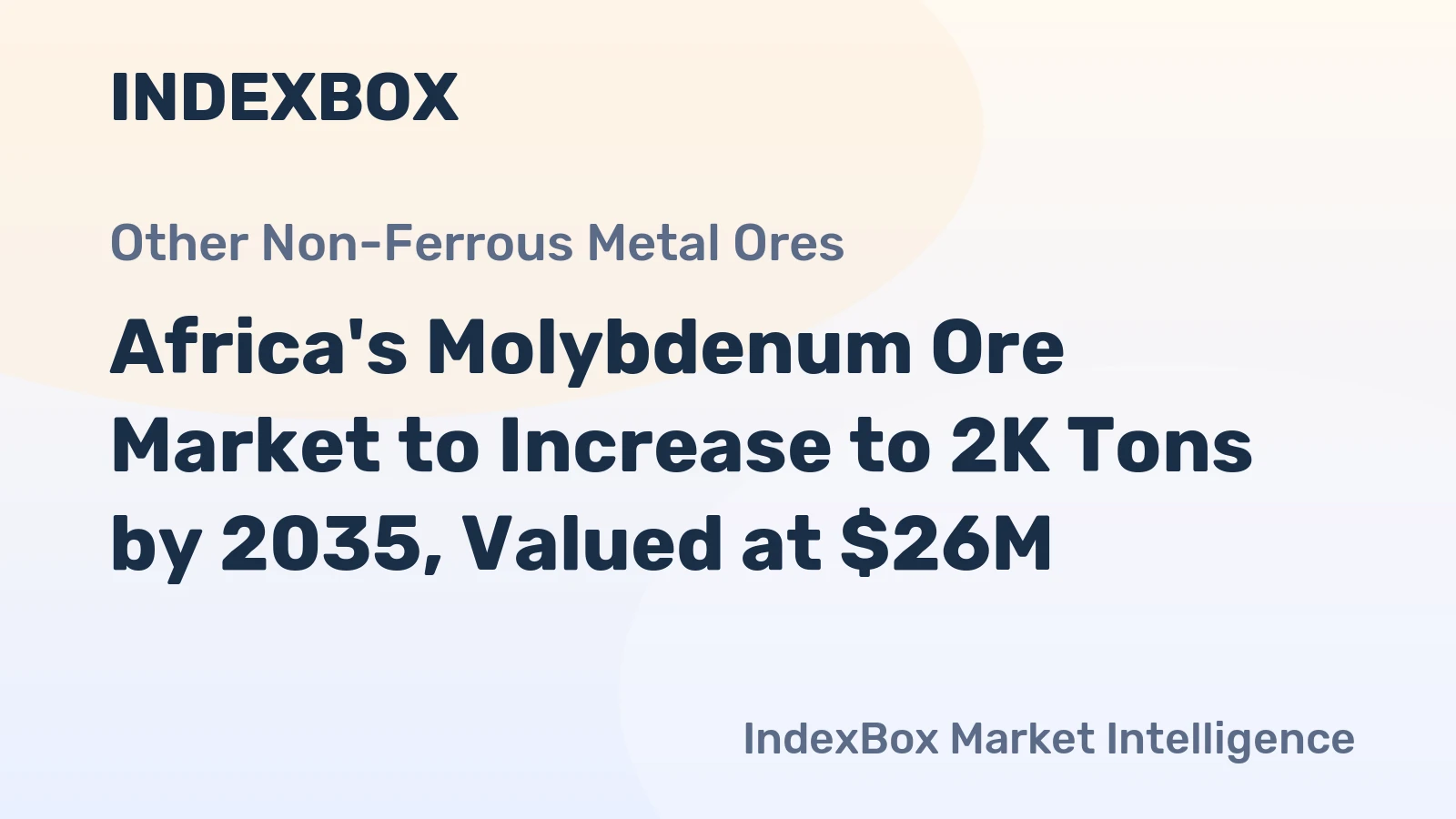 Africa's Molybdenum Ore Market to Increase to 2K Tons by 2035, Valued at $26M