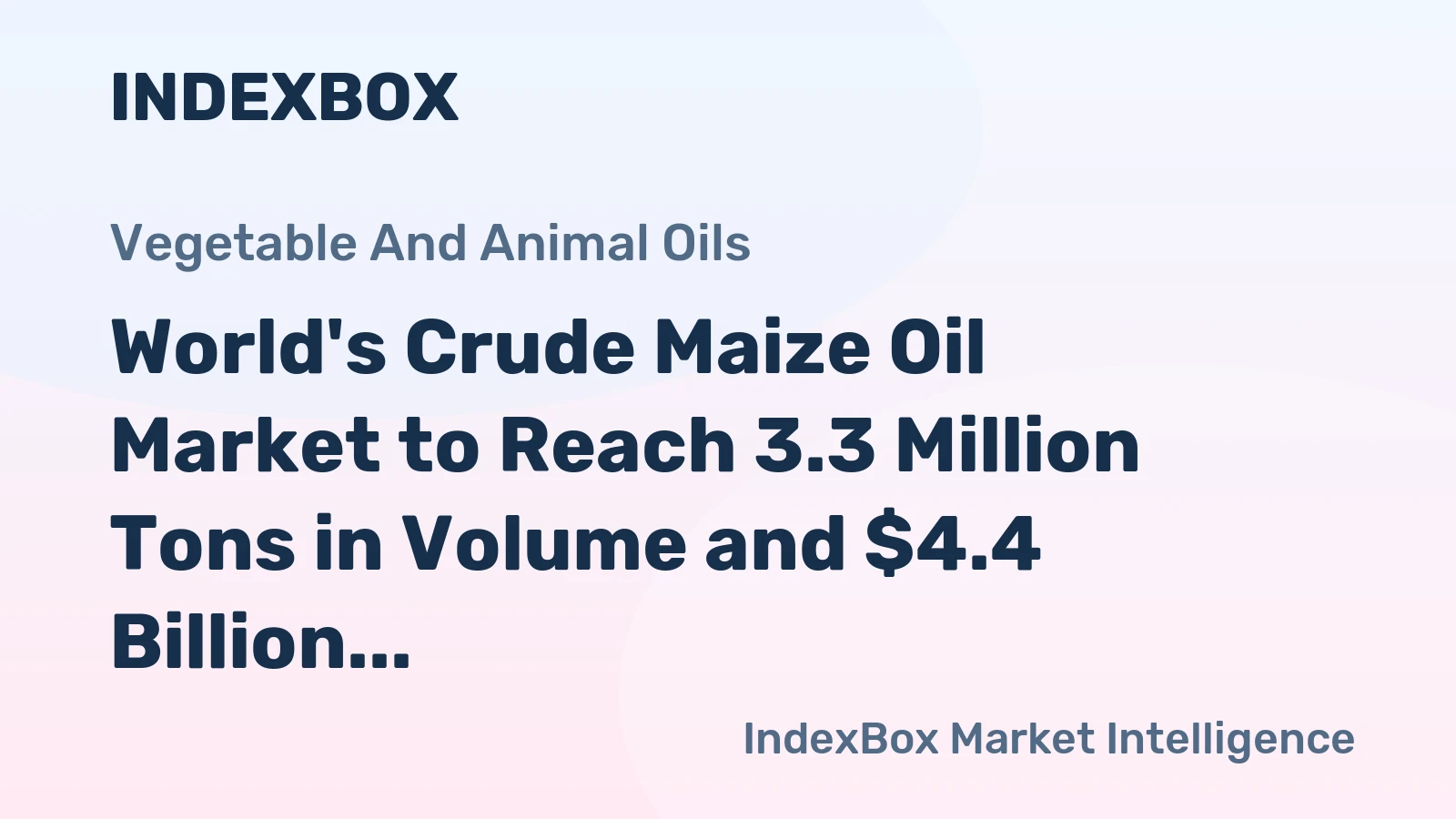 World's Crude Maize Oil Market to Reach 3.3 Million Tons in Volume and $4.4 Billion in Value by 2035