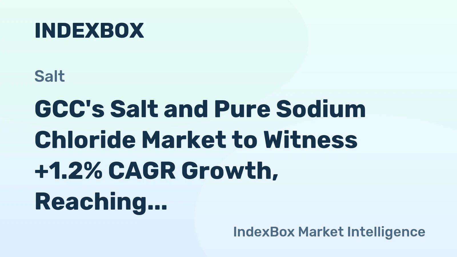GCC's Salt and Pure Sodium Chloride Market to Witness +1.2% CAGR Growth, Reaching 3.5M Tons by 2035