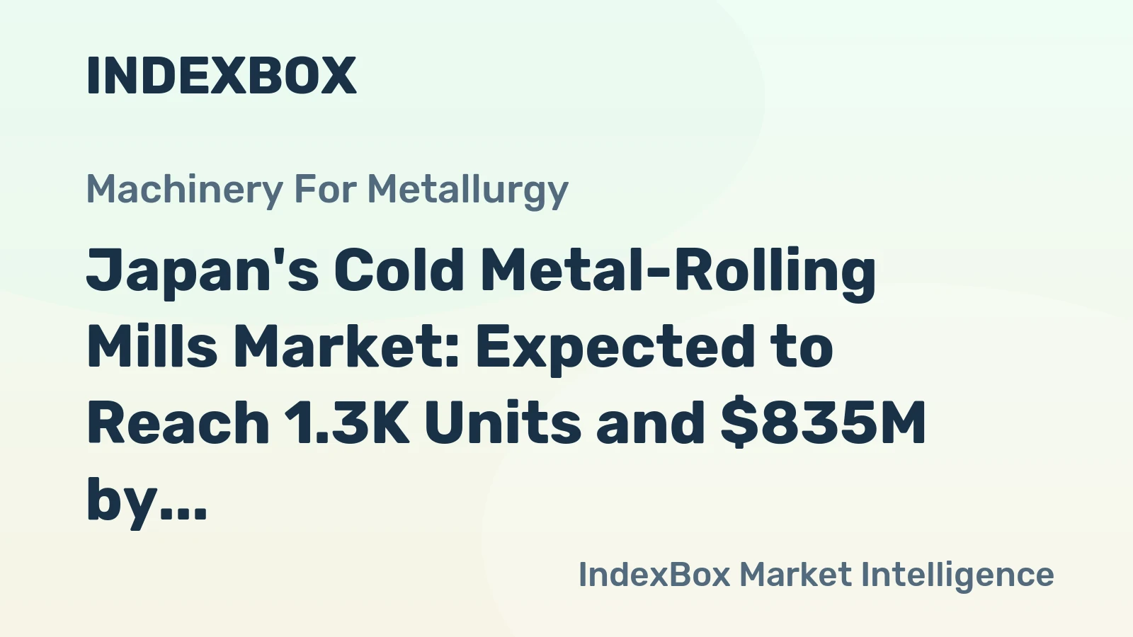 Japan's Cold Metal-Rolling Mills Market: Expected to Reach 1.3K Units and $835M by 2035