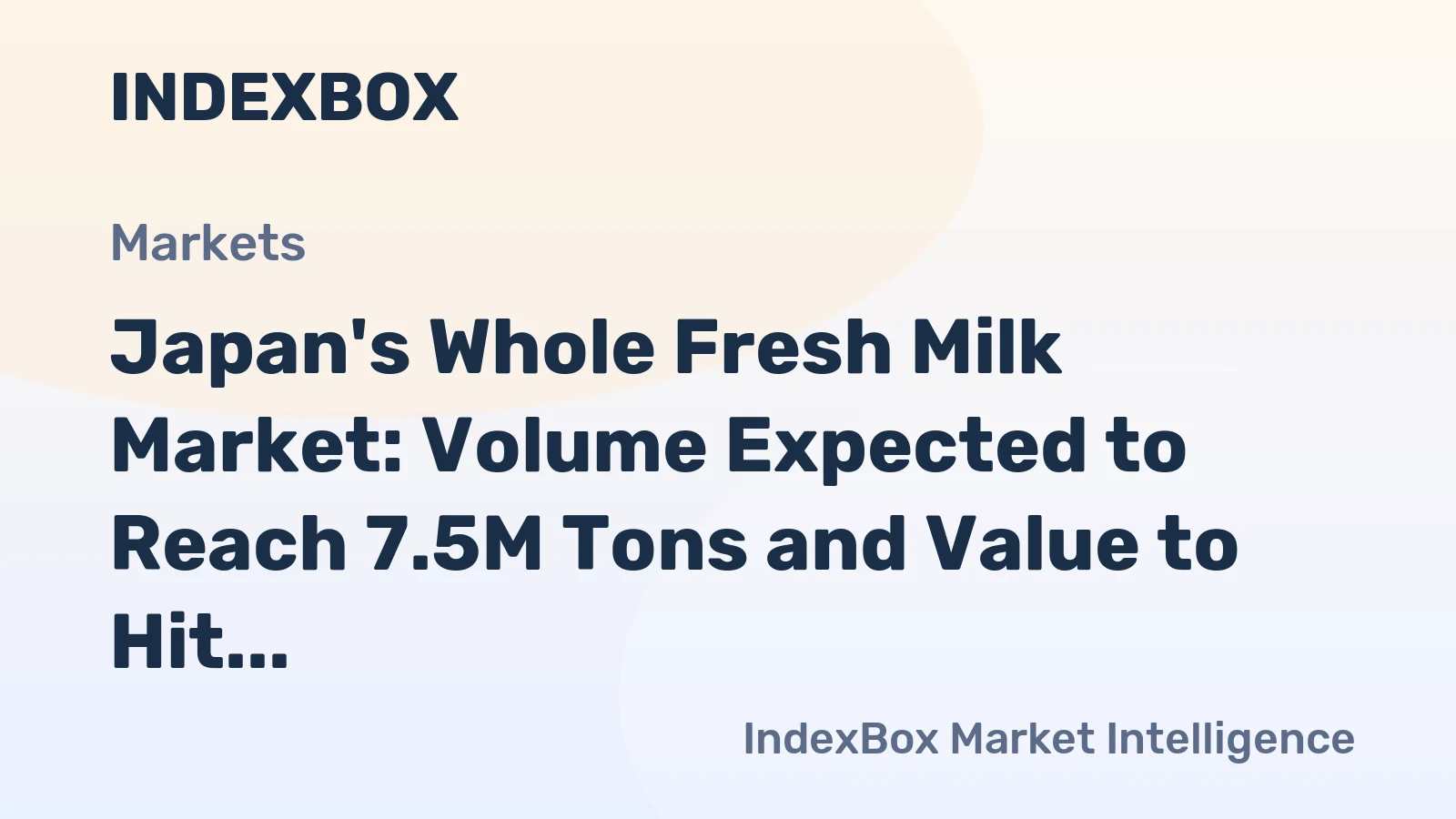 Japan's Whole Fresh Milk Market: Volume Expected to Reach 7.5M Tons and Value to Hit $15B by 2035