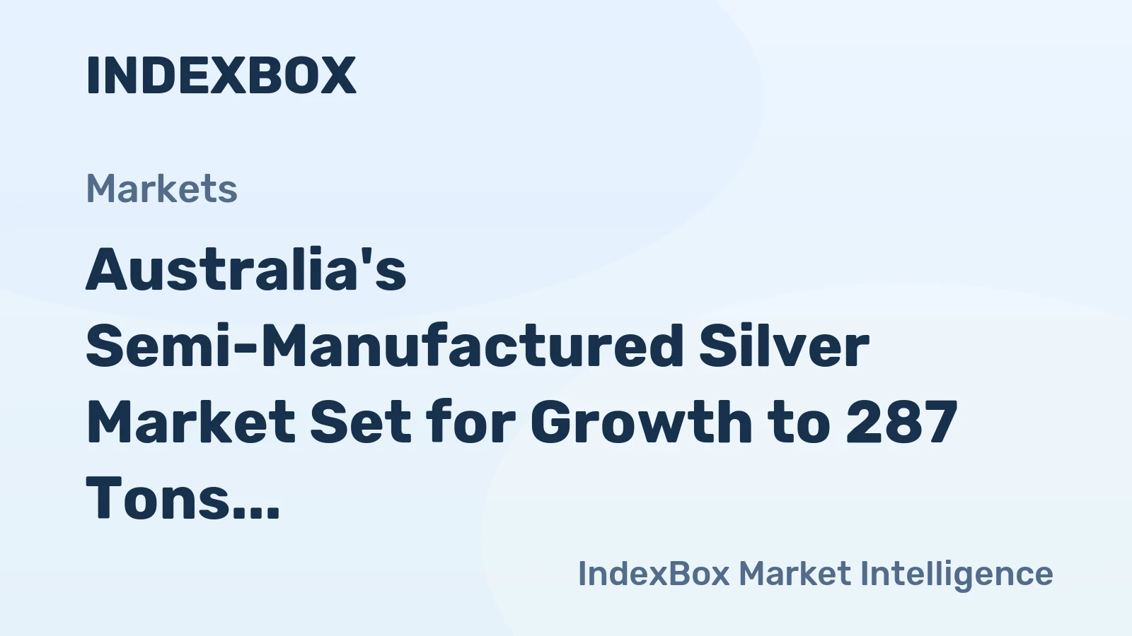 Australia's Semi-Manufactured Silver Market Set for Growth to 287 Tons and $242M