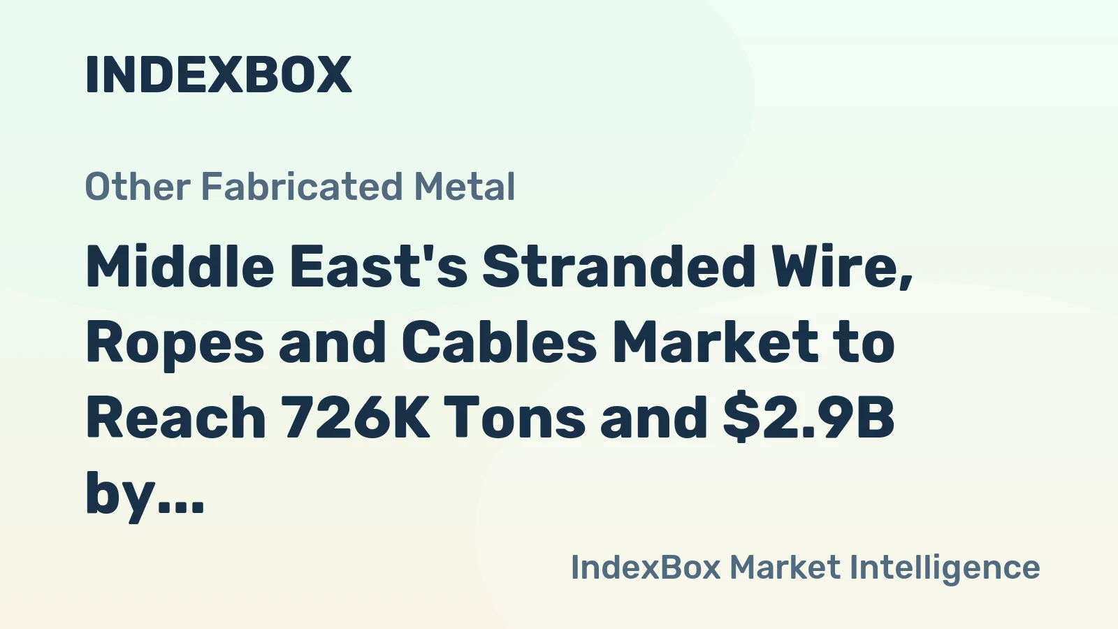 Middle East's Stranded Wire, Ropes and Cables Market to Reach 726K Tons and $2.9B by 2035