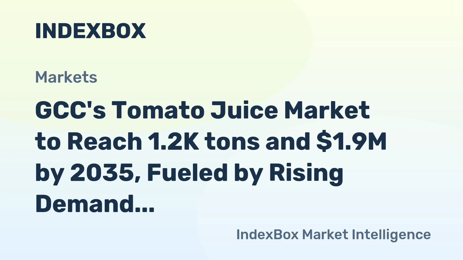 GCC's Tomato Juice Market to Reach 1.2K tons and $1.9M by 2035, Fueled by Rising Demand