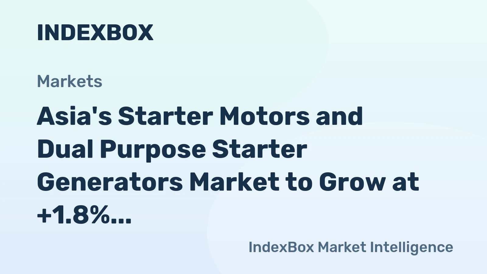 Asia's Starter Motors and Dual Purpose Starter Generators Market to Grow at +1.8% CAGR, Reaching 125M Units by 2035