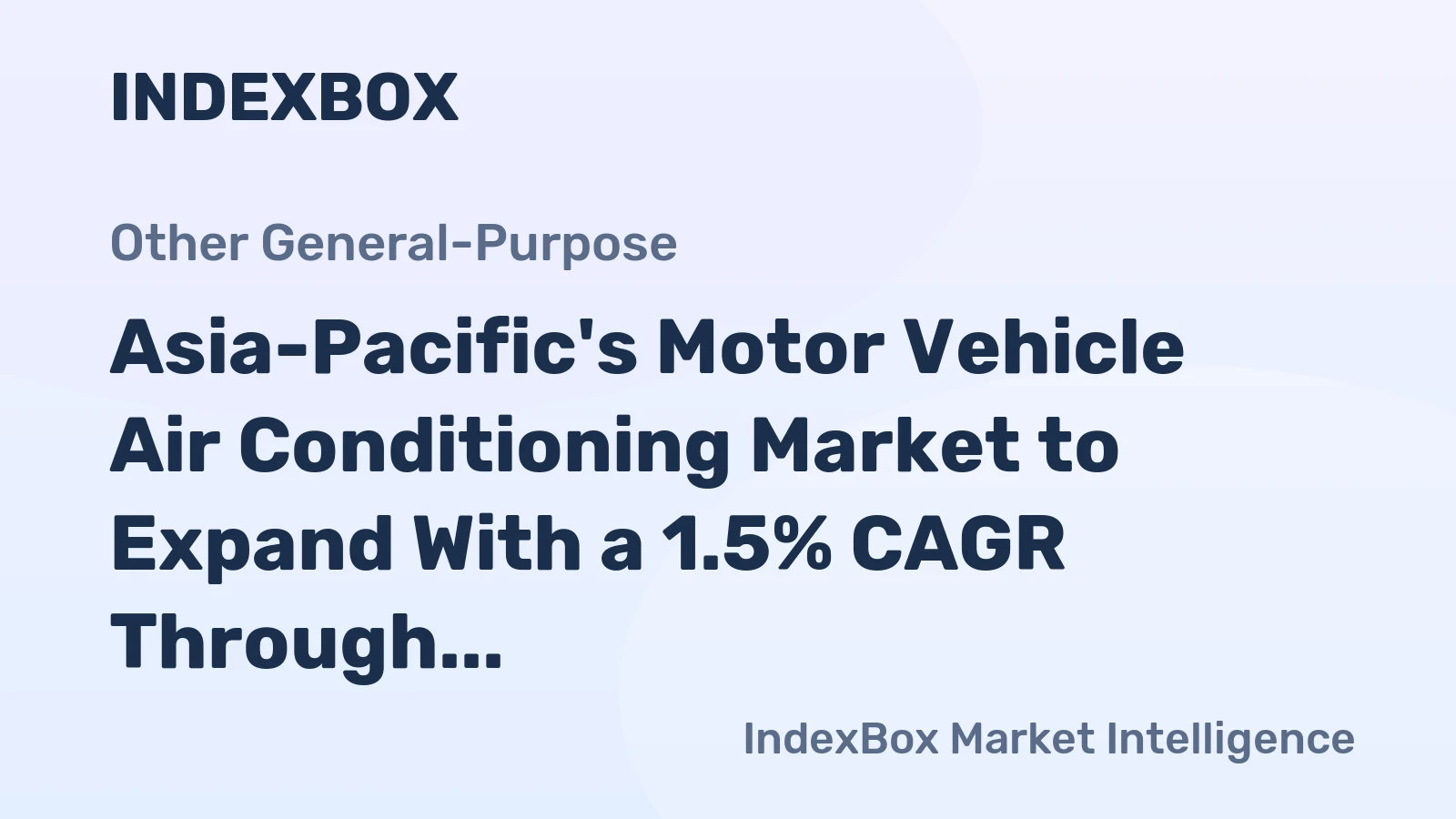 Asia-Pacific's Motor Vehicle Air Conditioning Market to Expand With a 1.5% CAGR Through 2035