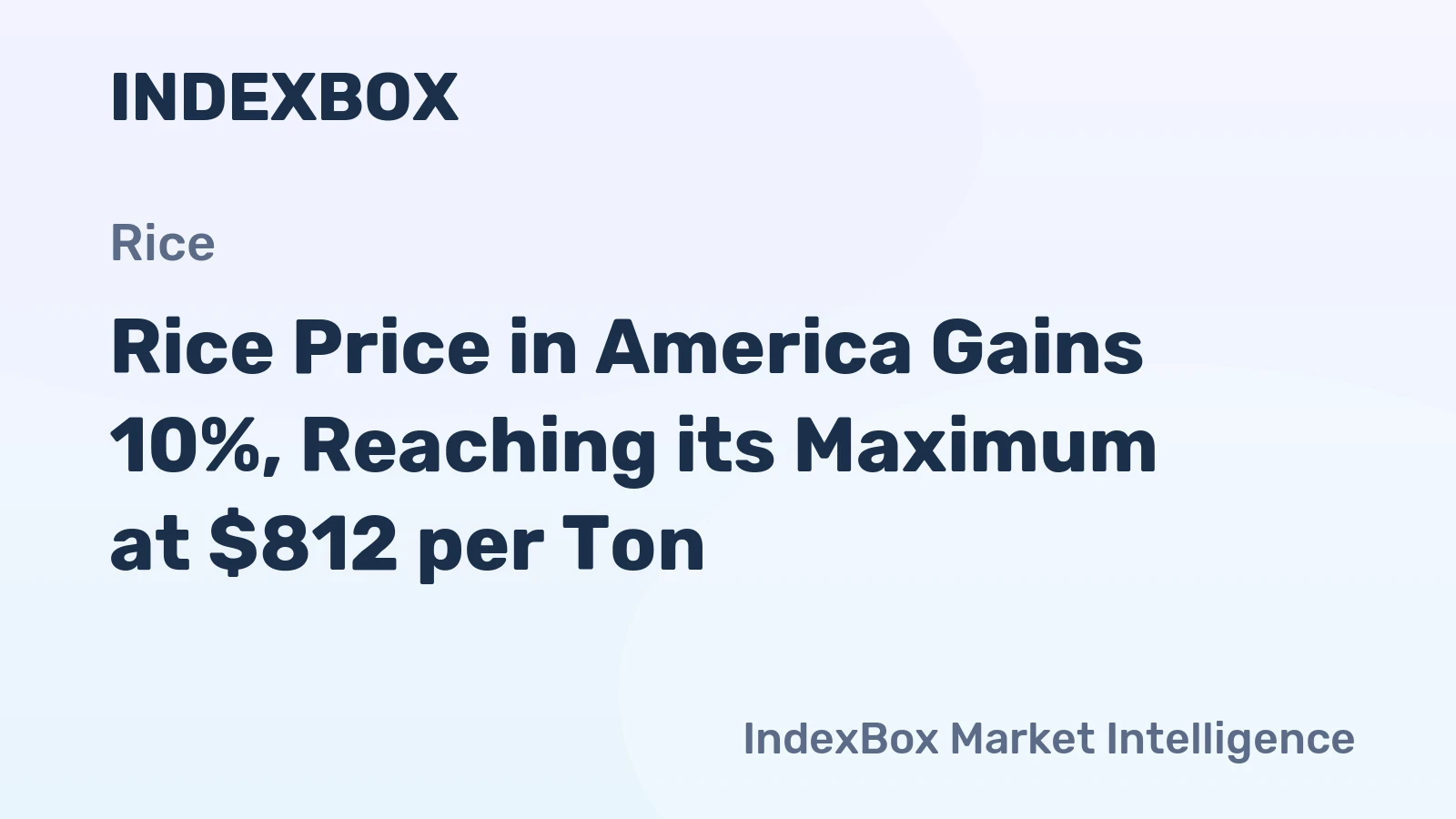 Rice Price in America Gains 10%, Reaching its Maximum at $812 per Ton