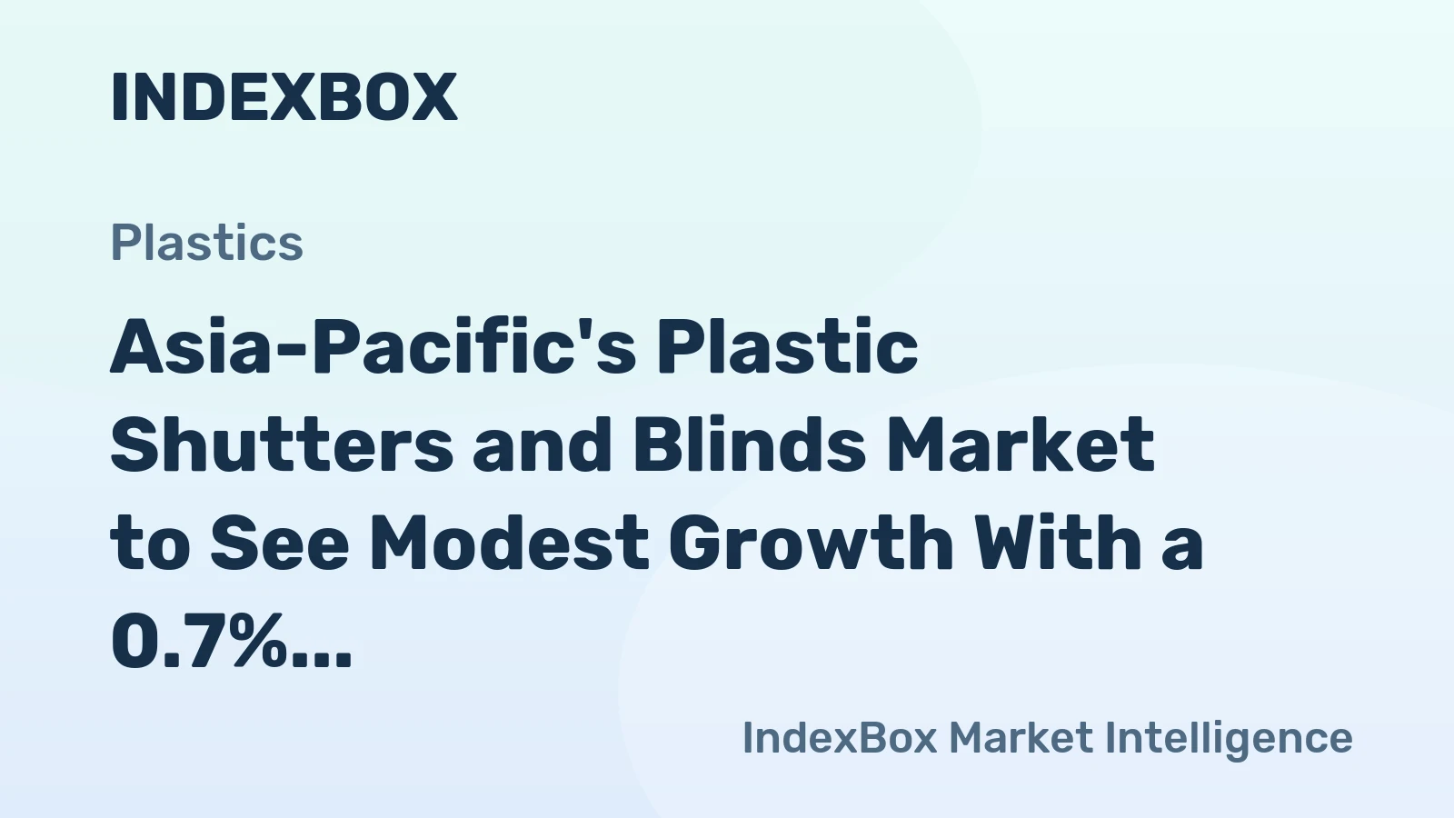 Asia-Pacific's Plastic Shutters and Blinds Market to See Modest Growth With a 0.7% Volume CAGR Through 2035