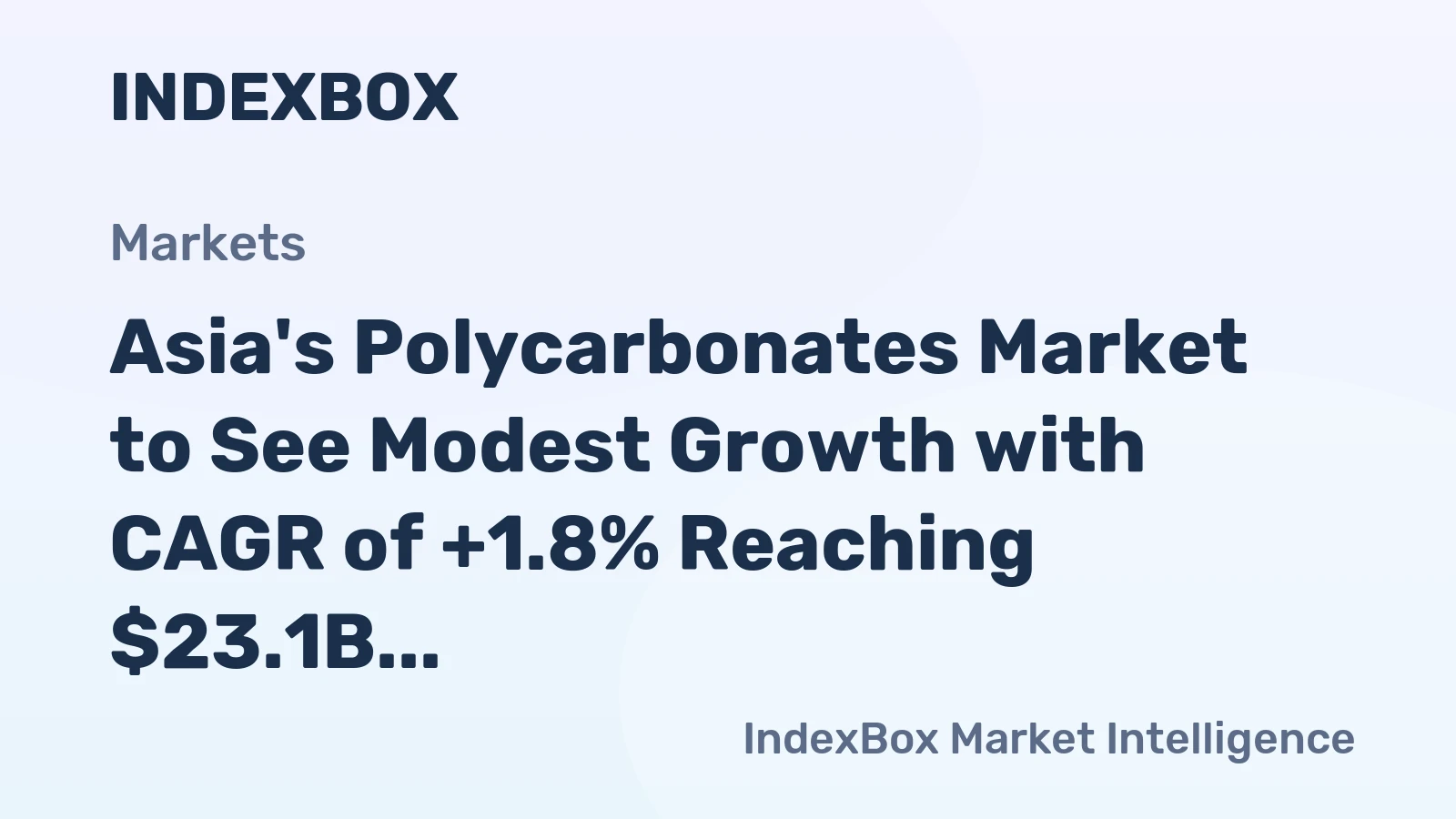 Asia's Polycarbonates Market to See Modest Growth with CAGR of +1.8% Reaching $23.1B by 2035