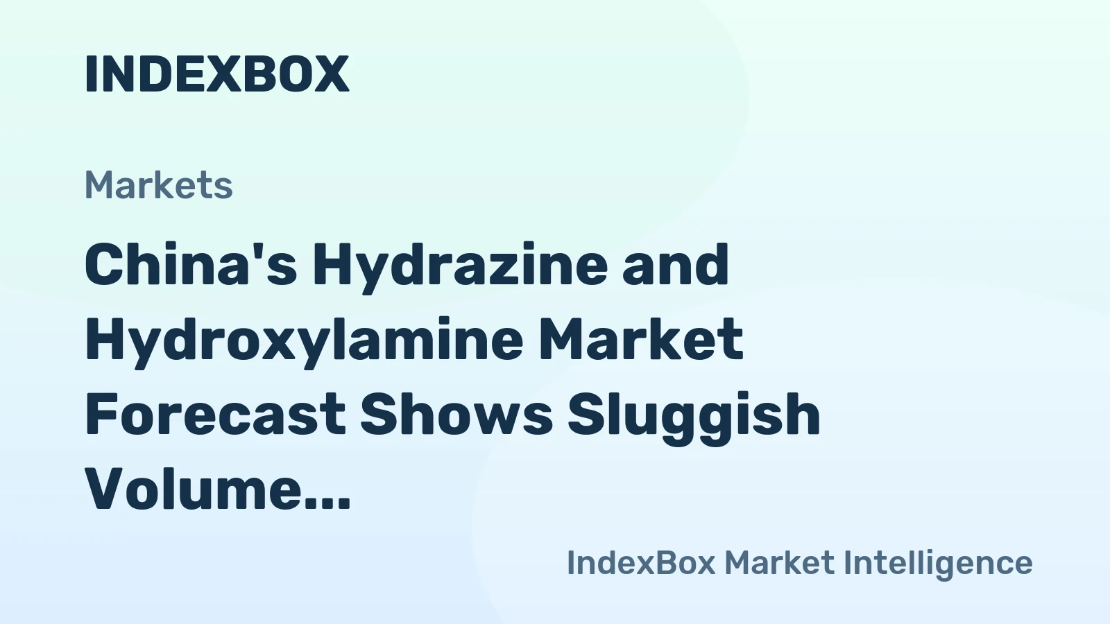China's Hydrazine and Hydroxylamine Market Forecast Shows Sluggish Volume Growth With a +0.1% CAGR Through 2035
