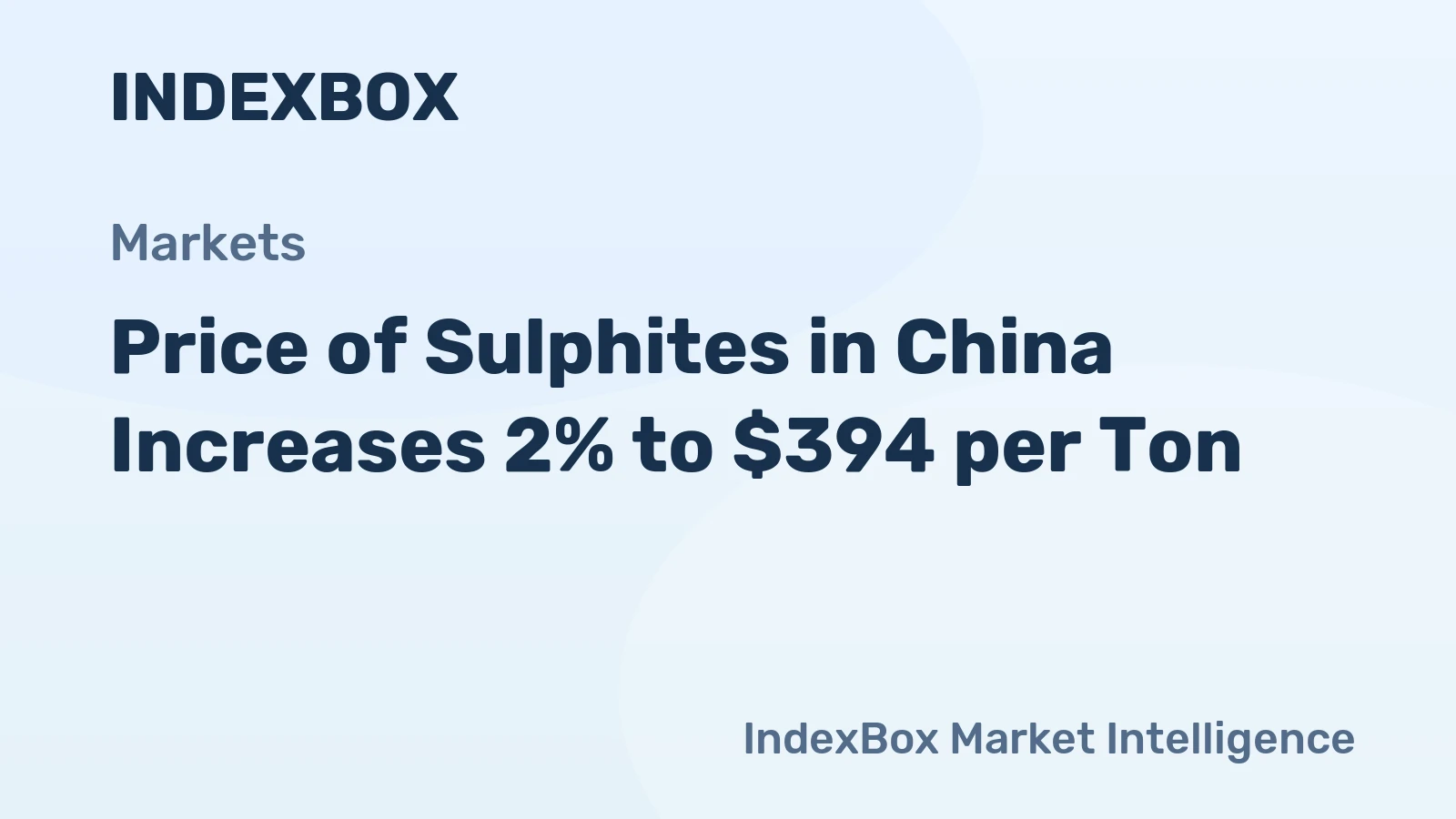 Price of Sulphites in China Increases 2% to $394 per Ton