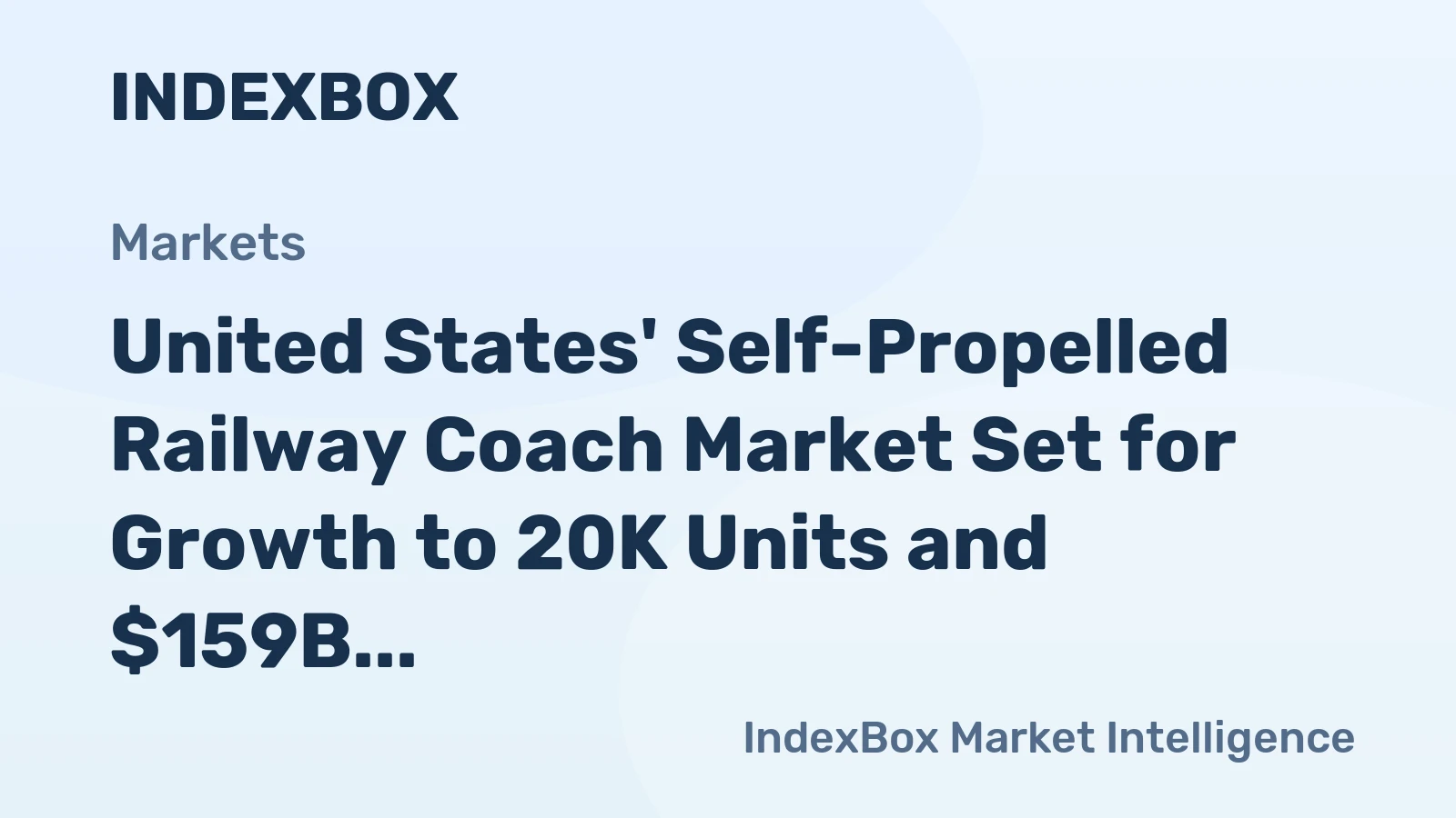United States' Self-Propelled Railway Coach Market Set for Growth to 20K Units and $159B in Value