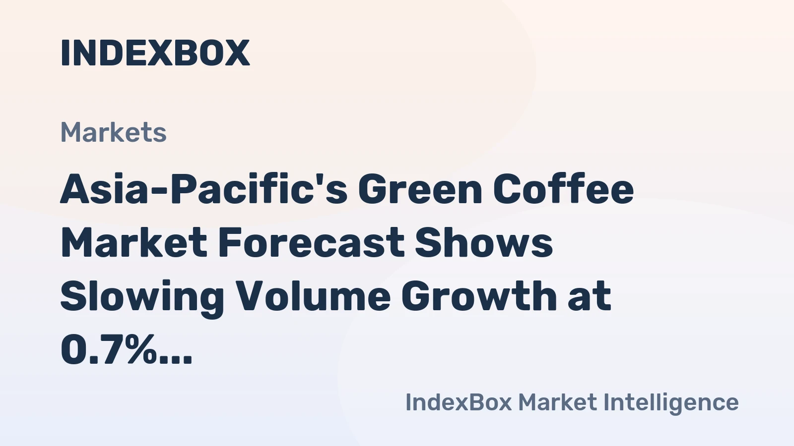 Asia-Pacific's Green Coffee Market Forecast Shows Slowing Volume Growth at 0.7% CAGR Through 2035