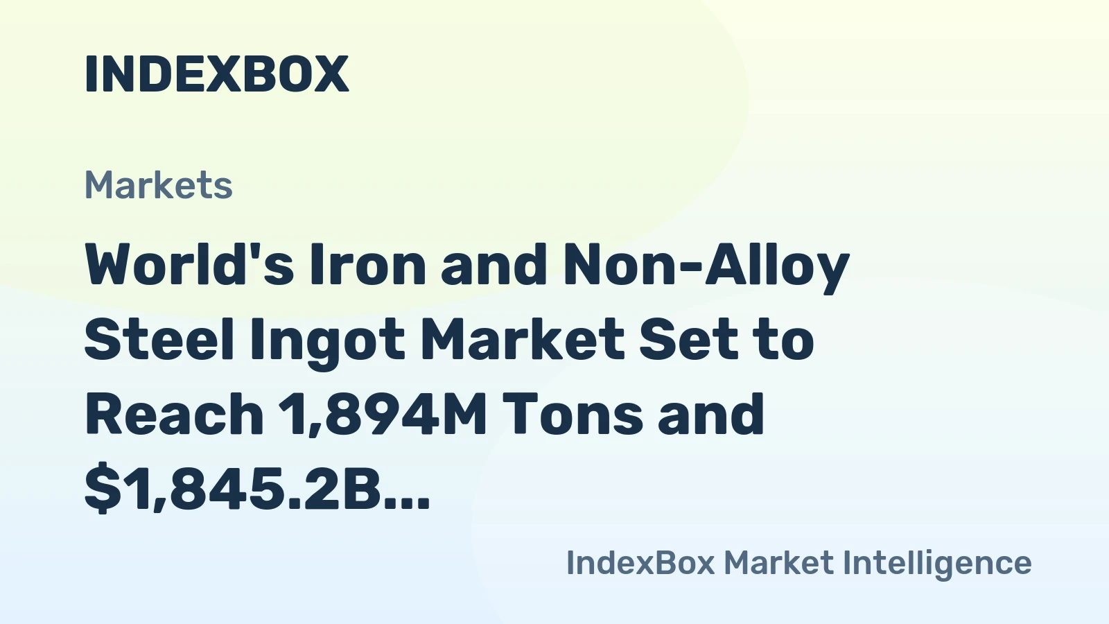 World's Iron and Non-Alloy Steel Ingot Market Set to Reach 1,894M Tons and $1,845.2B by 2035