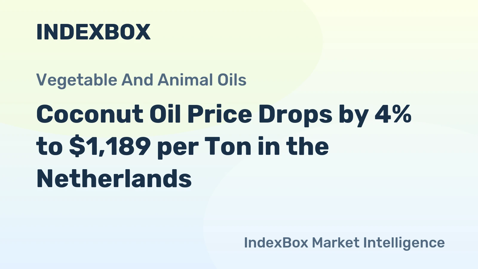 Coconut Oil Price Drops by 4% to $1,189 per Ton in the Netherlands