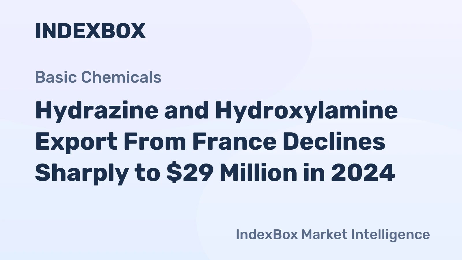 Hydrazine and Hydroxylamine Export From France Declines Sharply to $29 Million in 2024