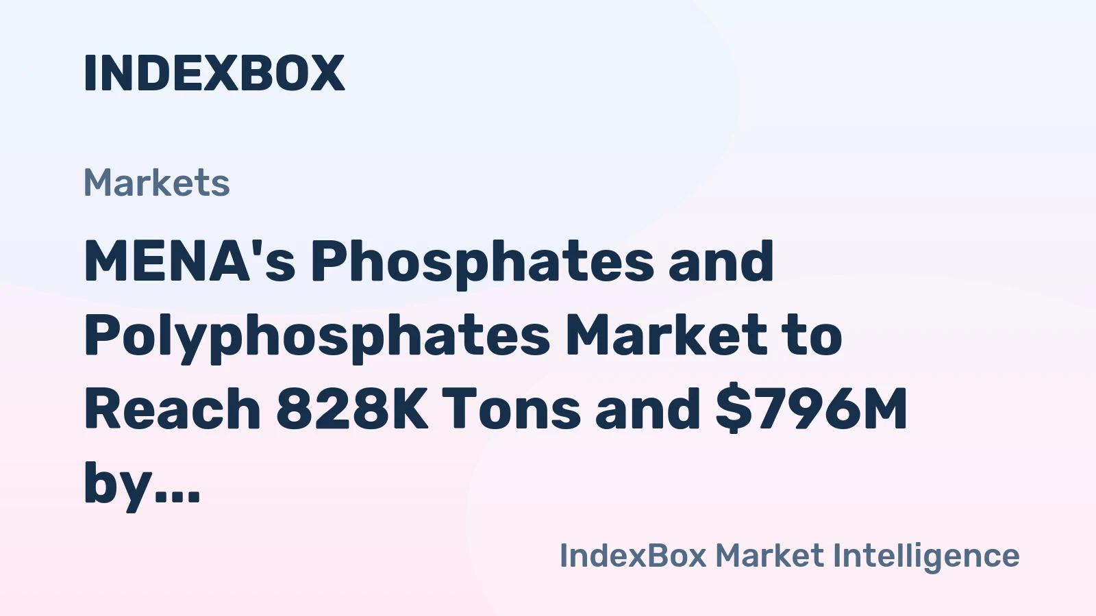 MENA's Phosphates and Polyphosphates Market to Reach 828K Tons and $796M by 2035