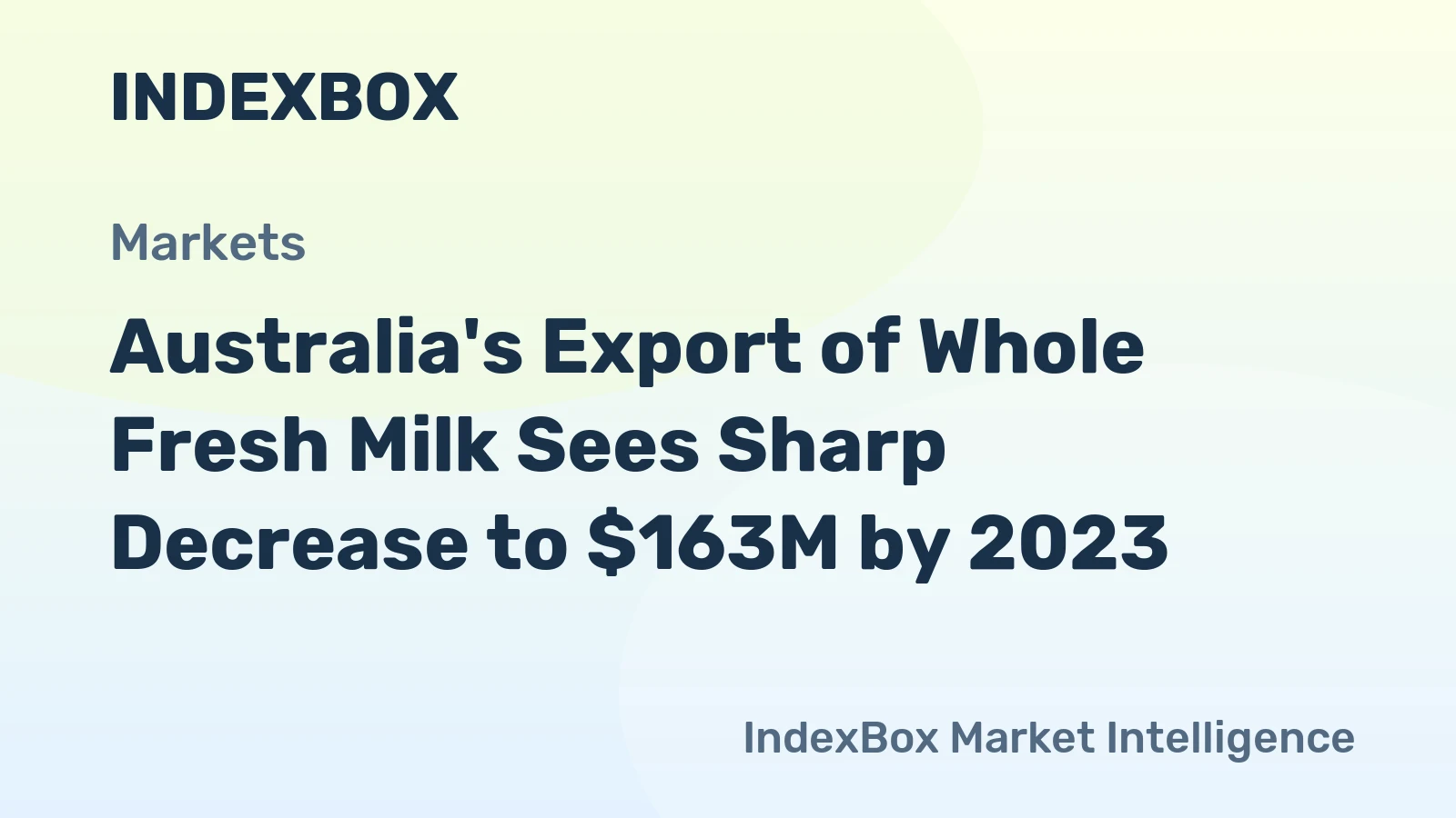 Australia's Export of Whole Fresh Milk Sees Sharp Decrease to $163M by 2023