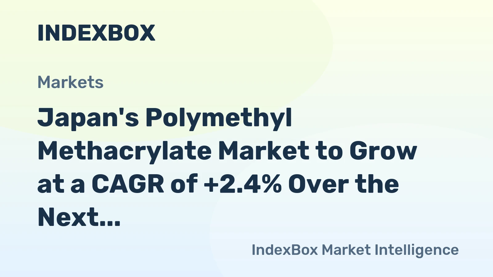 Japan's Polymethyl Methacrylate Market to Grow at a CAGR of +2.4% Over the Next Decade