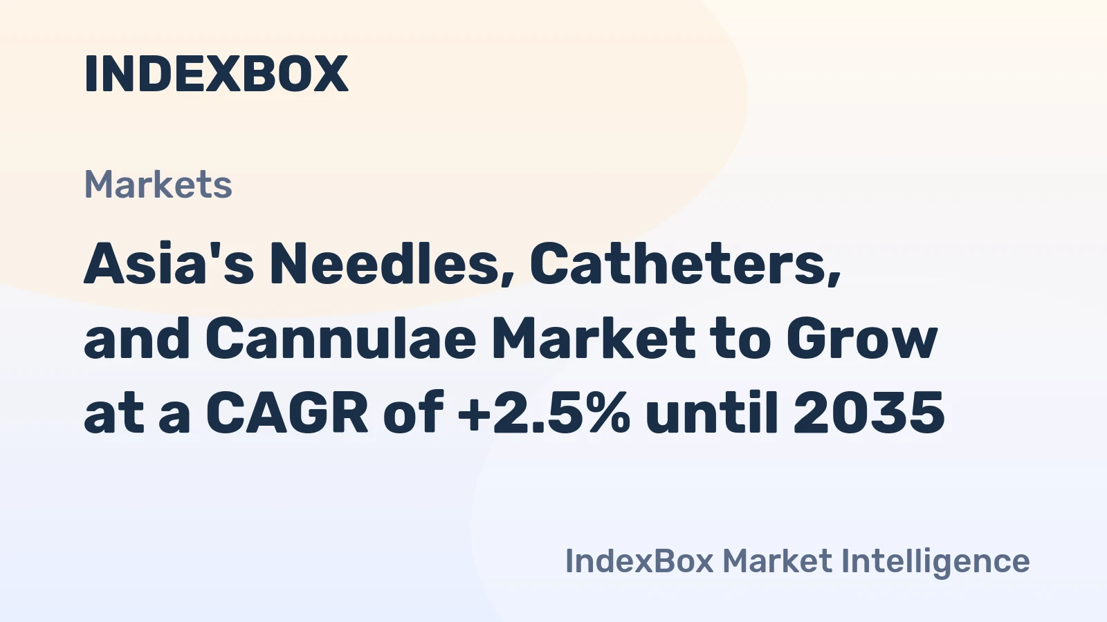 Asia's Needles, Catheters, and Cannulae Market to Grow at a CAGR of +2.5% until 2035