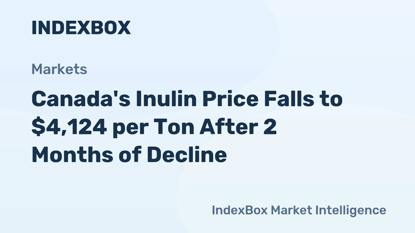 Canada's Inulin Price Falls to $4,124 per Ton After 2 Months of Decline