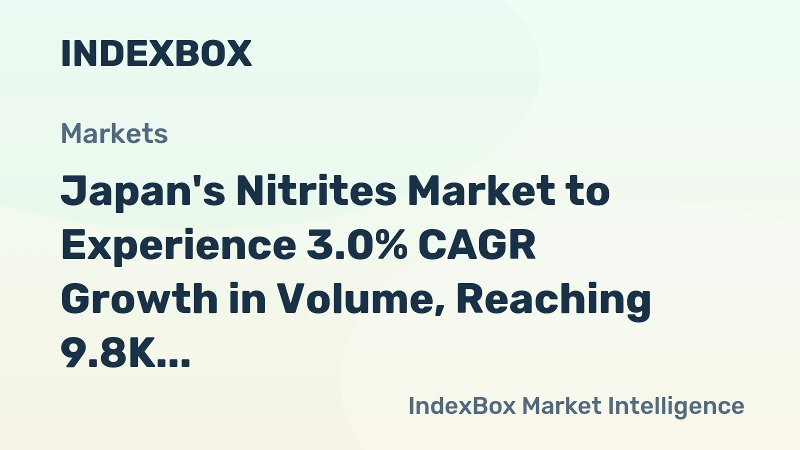 Japan's Nitrites Market to Experience 3.0% CAGR Growth in Volume, Reaching 9.8K Tons by 2035
