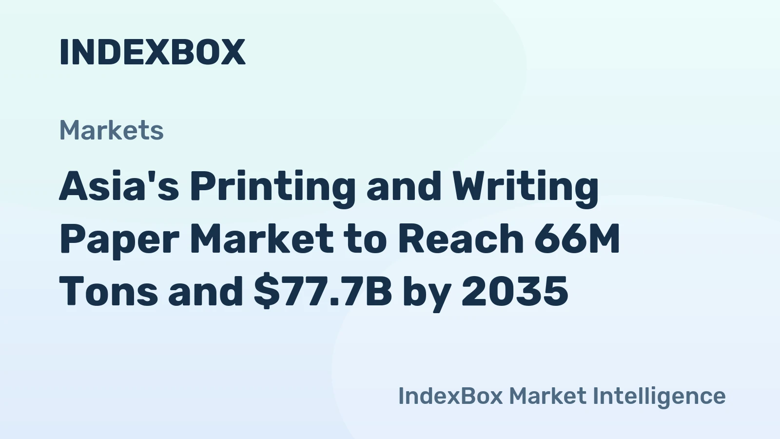 Asia's Printing and Writing Paper Market to Reach 66M Tons and $77.7B by 2035