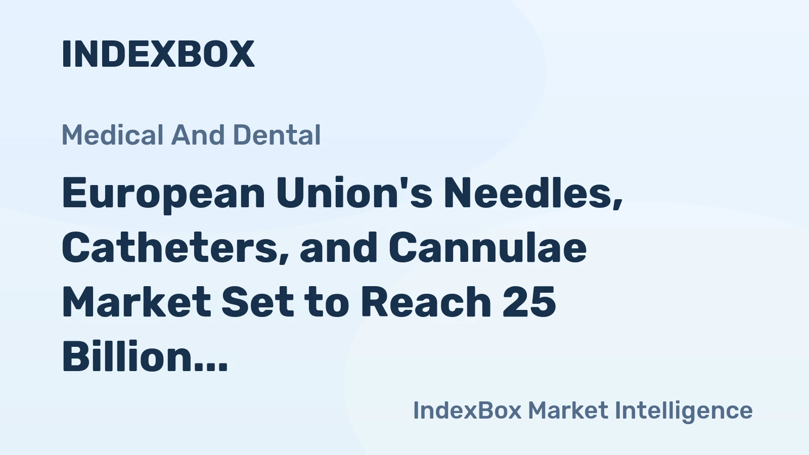 European Union's Needles, Catheters, and Cannulae Market Set to Reach 25 Billion Units and $10.9 Billion by 2035