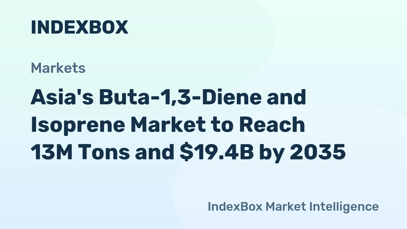Asia's Buta-1,3-Diene and Isoprene Market to Reach 13M Tons and $19.4B by 2035