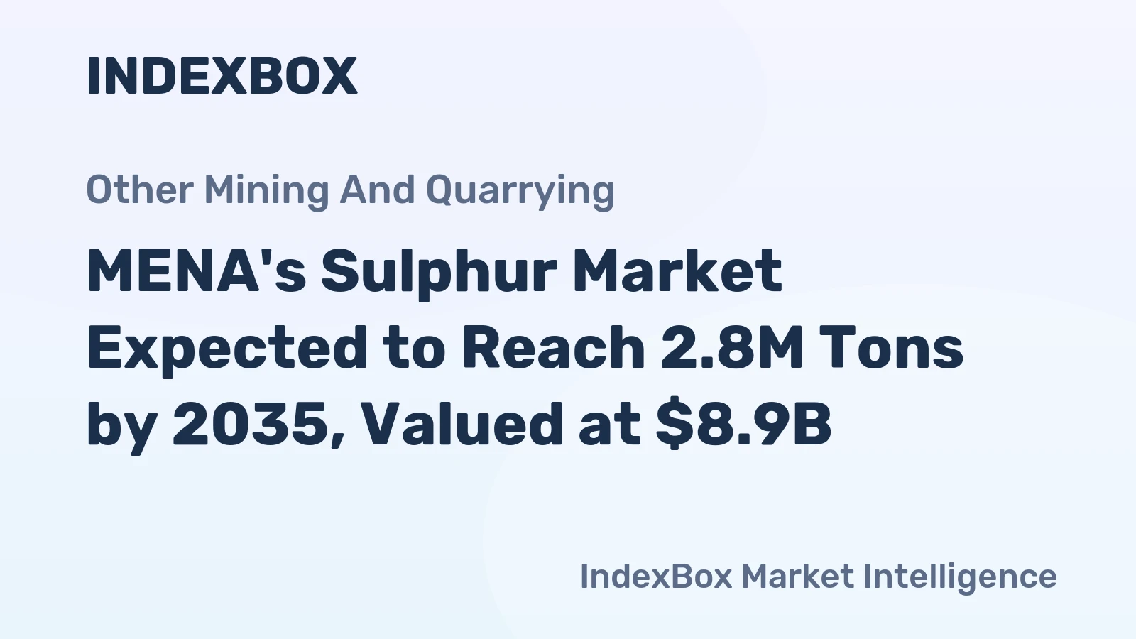MENA's Sulphur Market Expected to Reach 2.8M Tons by 2035, Valued at $8.9B