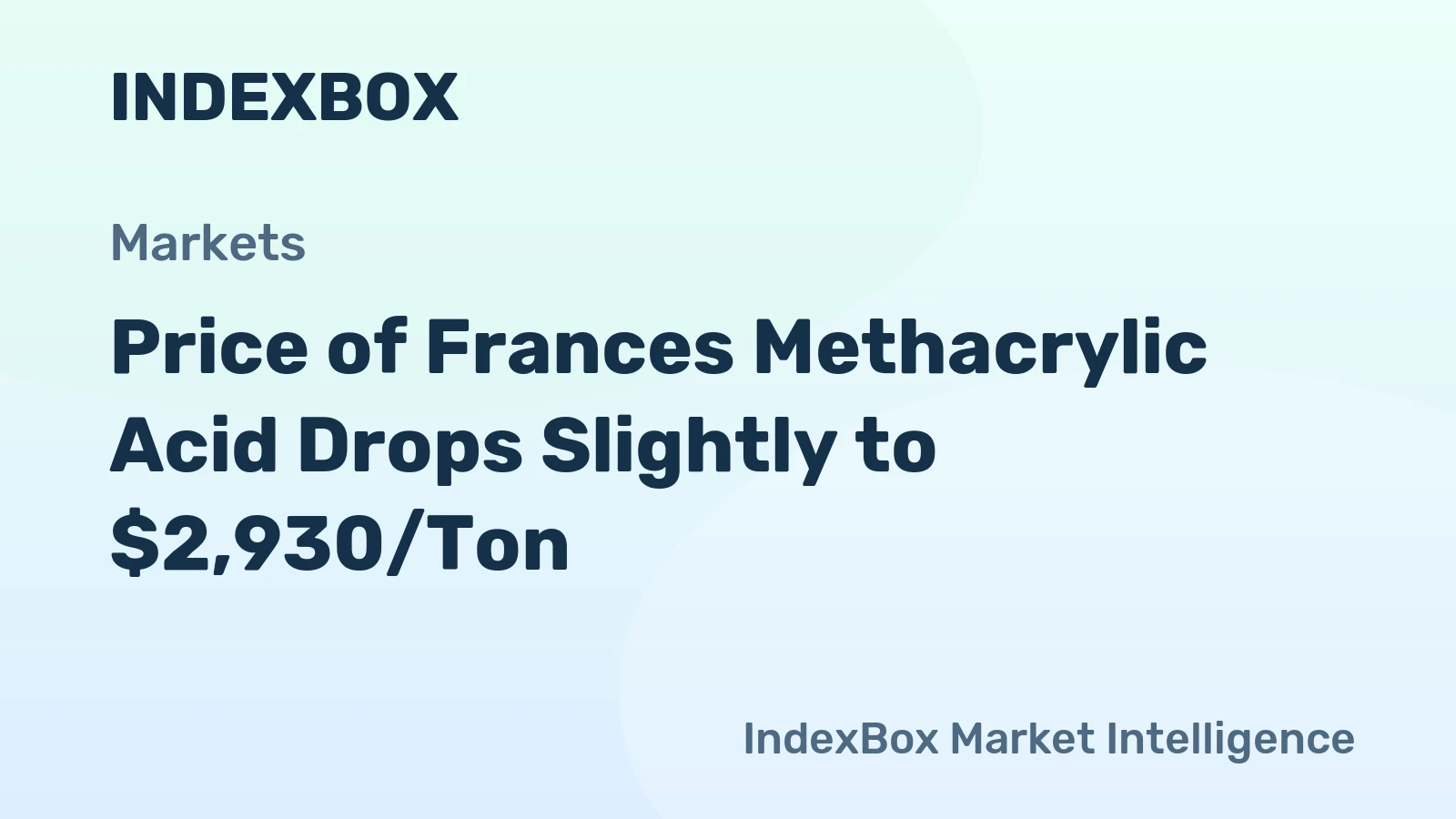 Price of Frances Methacrylic Acid Drops Slightly to $2,930/Ton