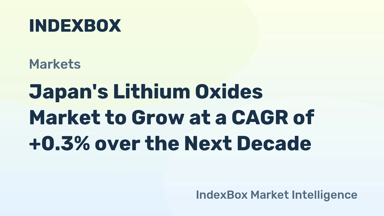 Japan's Lithium Oxides Market to Grow at a CAGR of +0.3% over the Next Decade