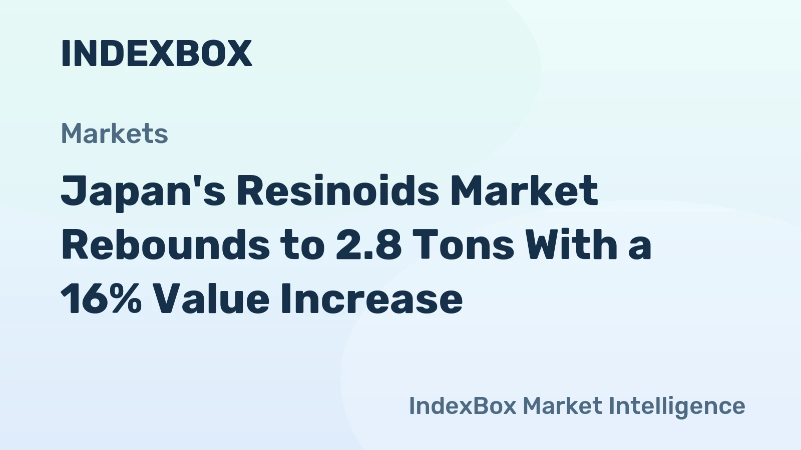 Japan's Resinoids Market Rebounds to 2.8 Tons With a 16% Value Increase