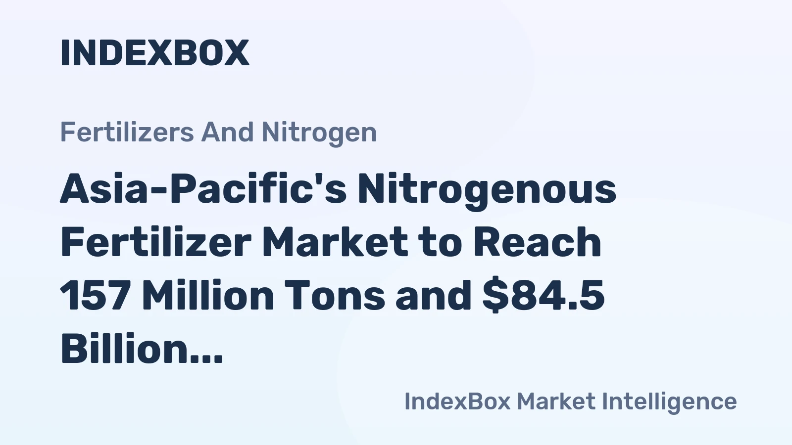 Asia-Pacific's Nitrogenous Fertilizer Market to Reach 157 Million Tons and $84.5 Billion by 2035