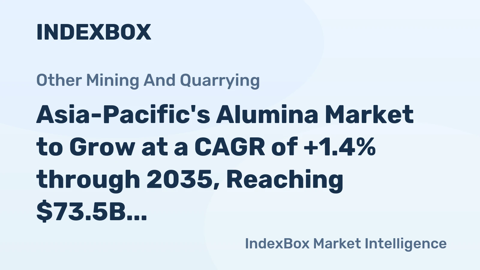 Asia-Pacific's Alumina Market to Grow at a CAGR of +1.4% through 2035, Reaching $73.5B in Value