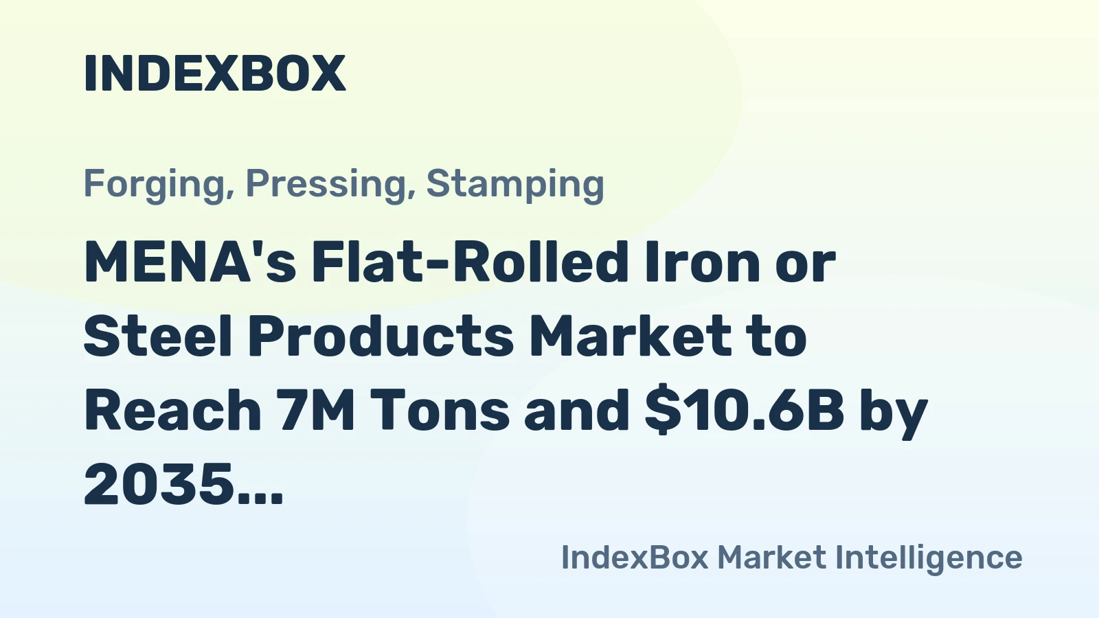 MENA's Flat-Rolled Iron or Steel Products Market to Reach 7M Tons and $10.6B by 2035