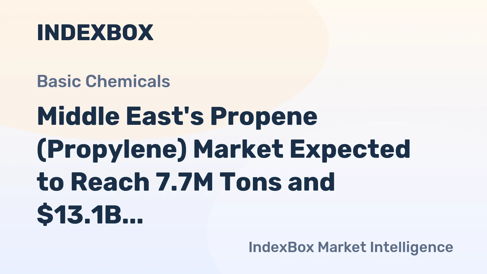 Middle East's Propene (Propylene) Market Expected to Reach 7.7M Tons and $13.1B by 2035