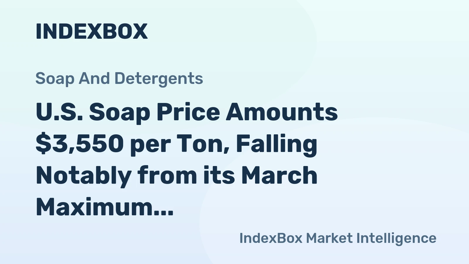 U.S. Soap Price Amounts $3,550 per Ton, Falling Notably from its March Maximum